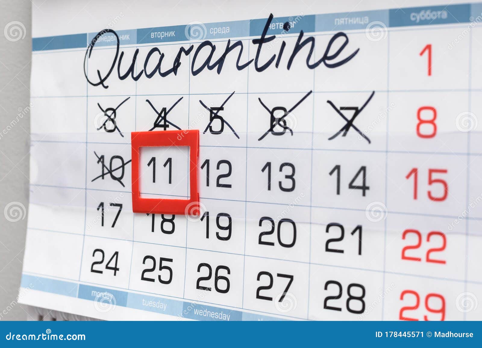Non-working Days are Indicated on the Calendar Due To Quarantine Stock ...
