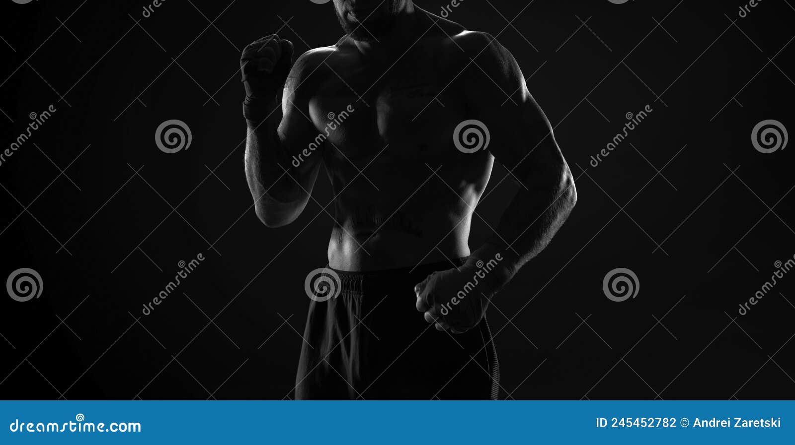 Noname Image of a Kickboxer on a Dark Background. the Concept of Mixed ...