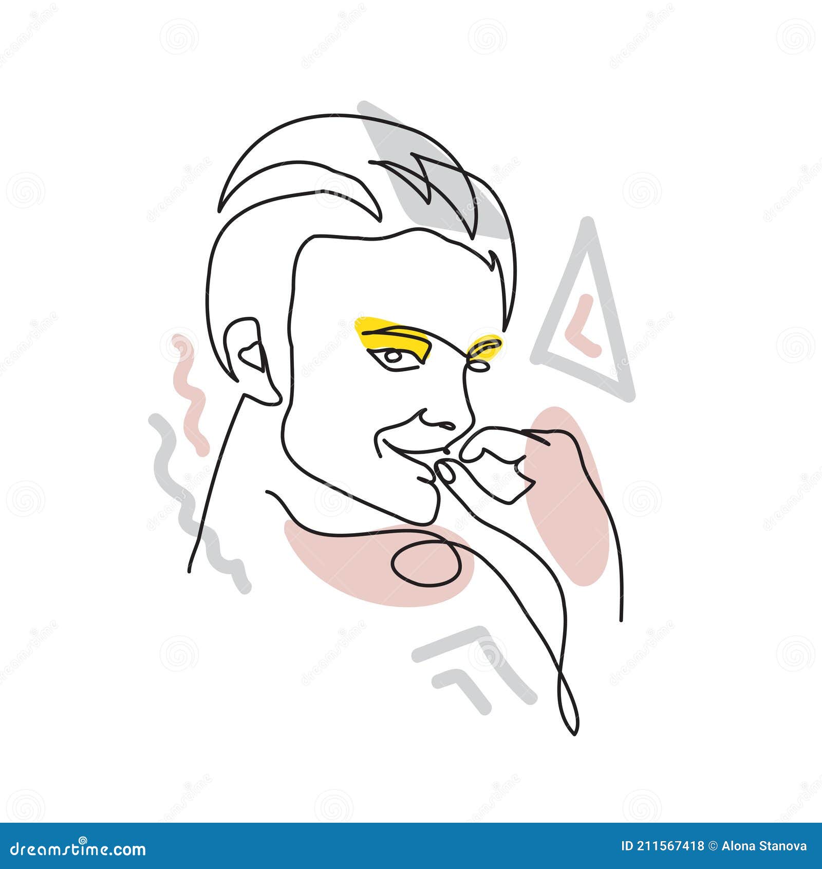 Nonbinary, Enby, NB Person Concept. Man With Make Up And Shh Gesture ...