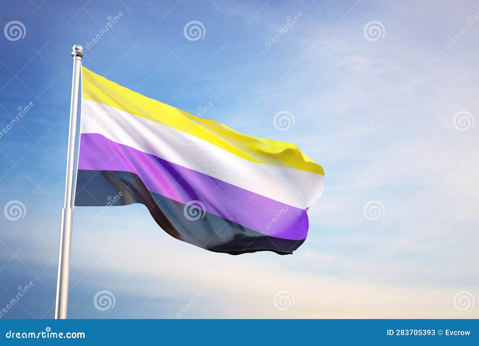 Nonbinary Flag on Background of Sky Stock Image - Image of blue ...