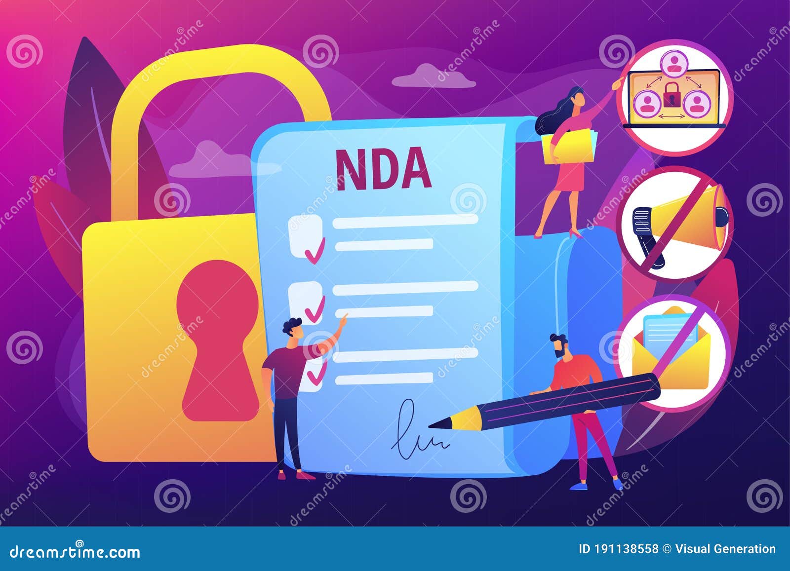Nondisclosure Agreement Concept Landing Page Cartoon Vector ...