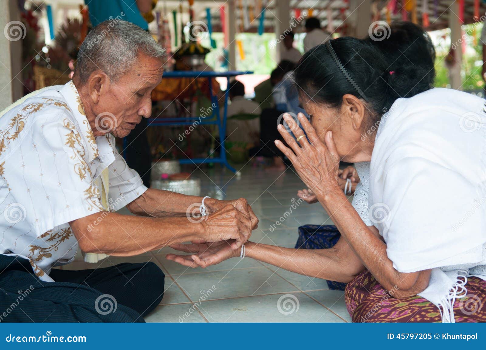 Nongkhai, THAILAND - OCTOBER 08 : Bind the Holy Thread in Thai R ...