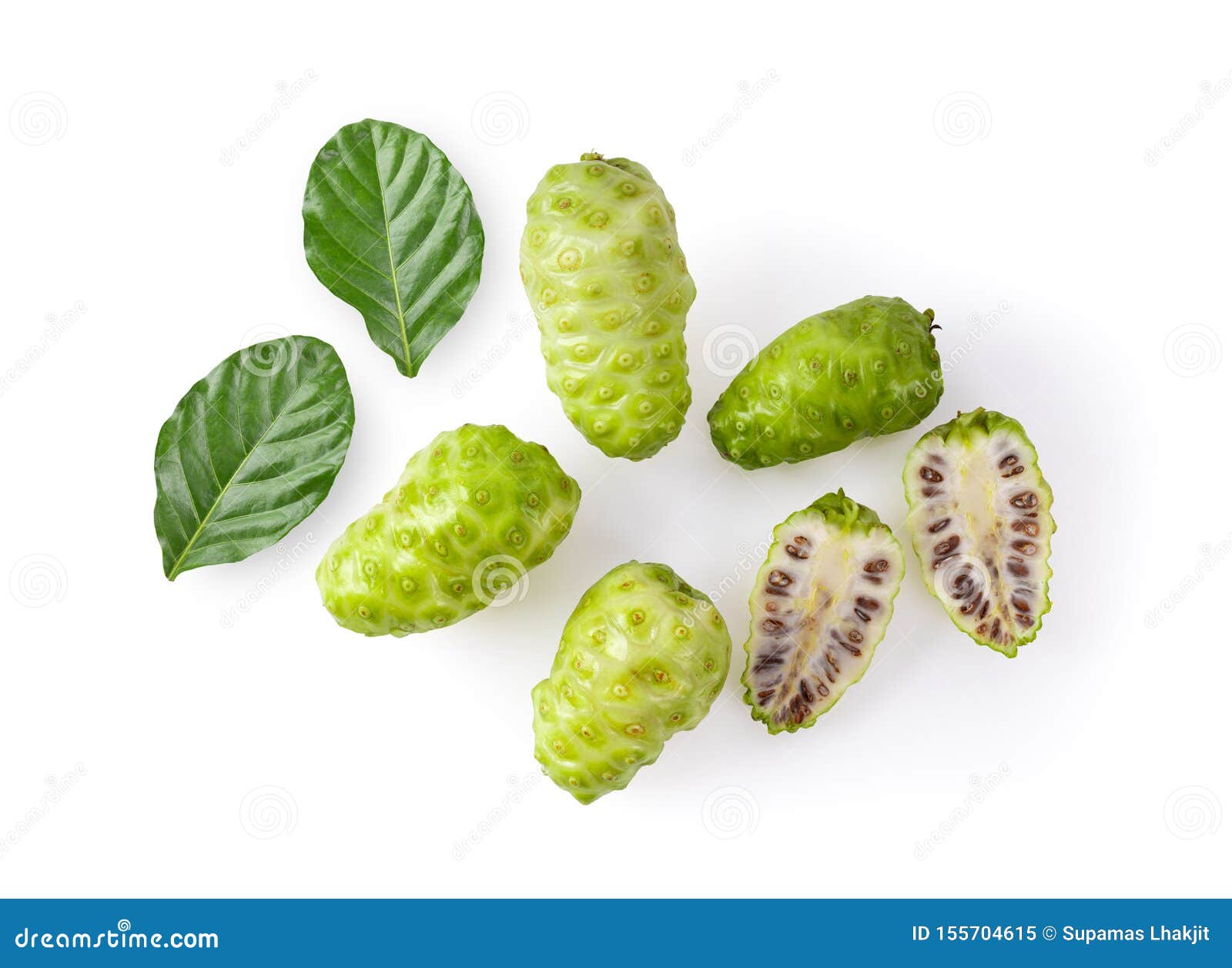 Noni Fruit with Leaf on White Background Stock Image - Image of ...
