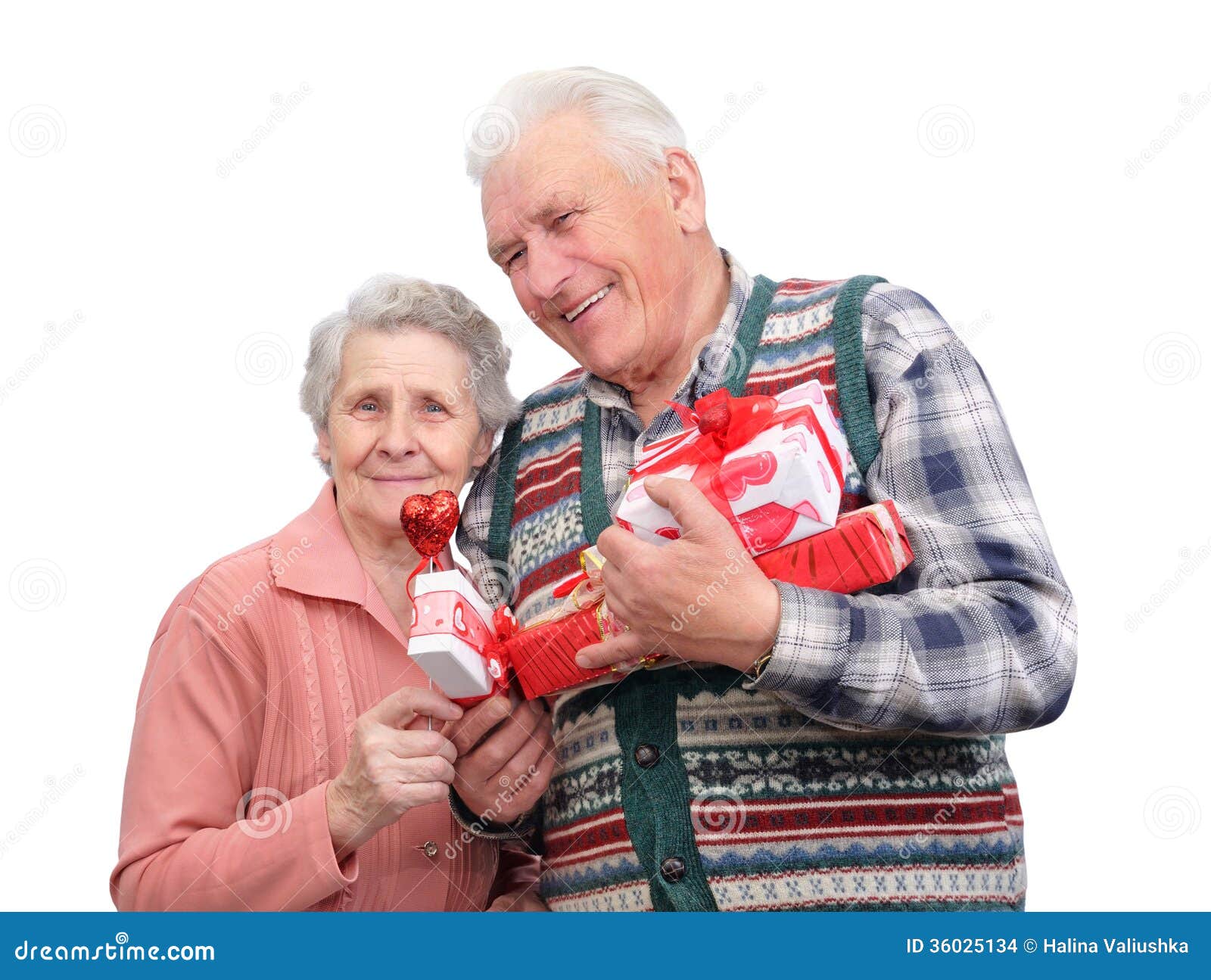 Nonno e nonna con i regali fotografia stock. Immagine di famiglia ...