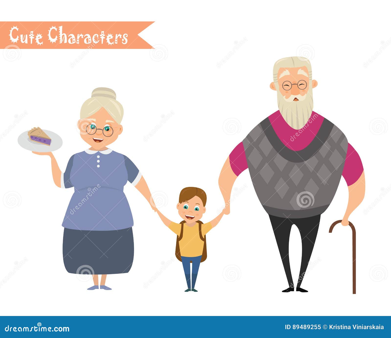 Nonno, Nonna E Nipote Insieme Illustrazione Vettoriale - Illustrazione ...