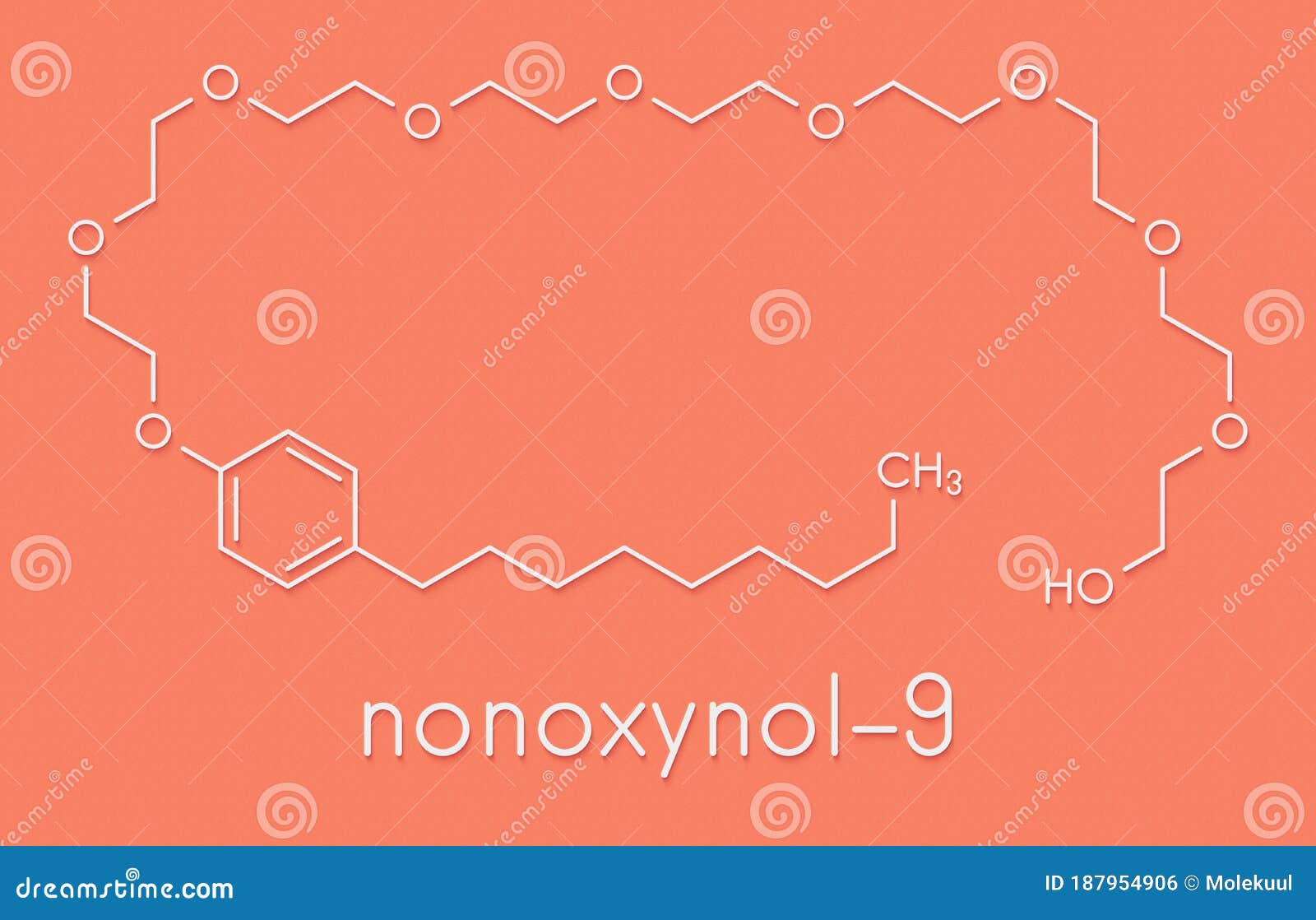 Nonoxynol-9 Spermicide Molecule. Skeletal Formula. Stock Illustration ...