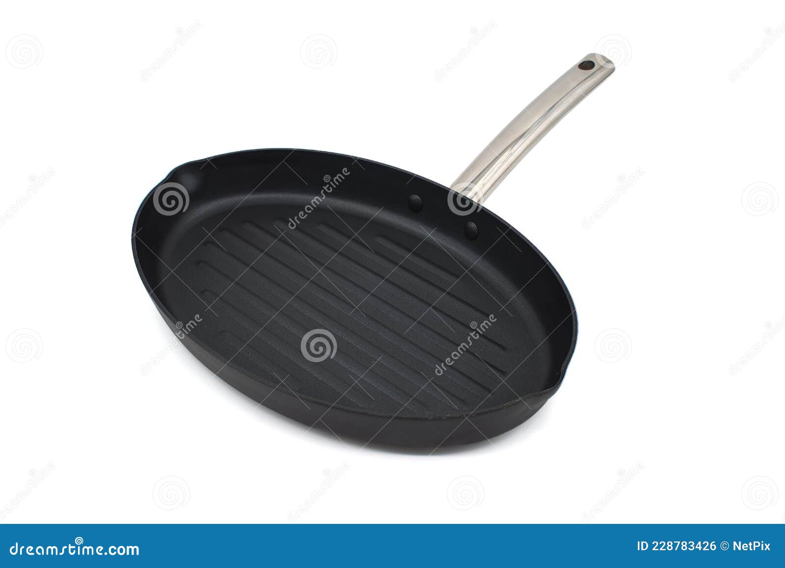 Nonstick oval grill pan stock photo. Image of fried - 228783426