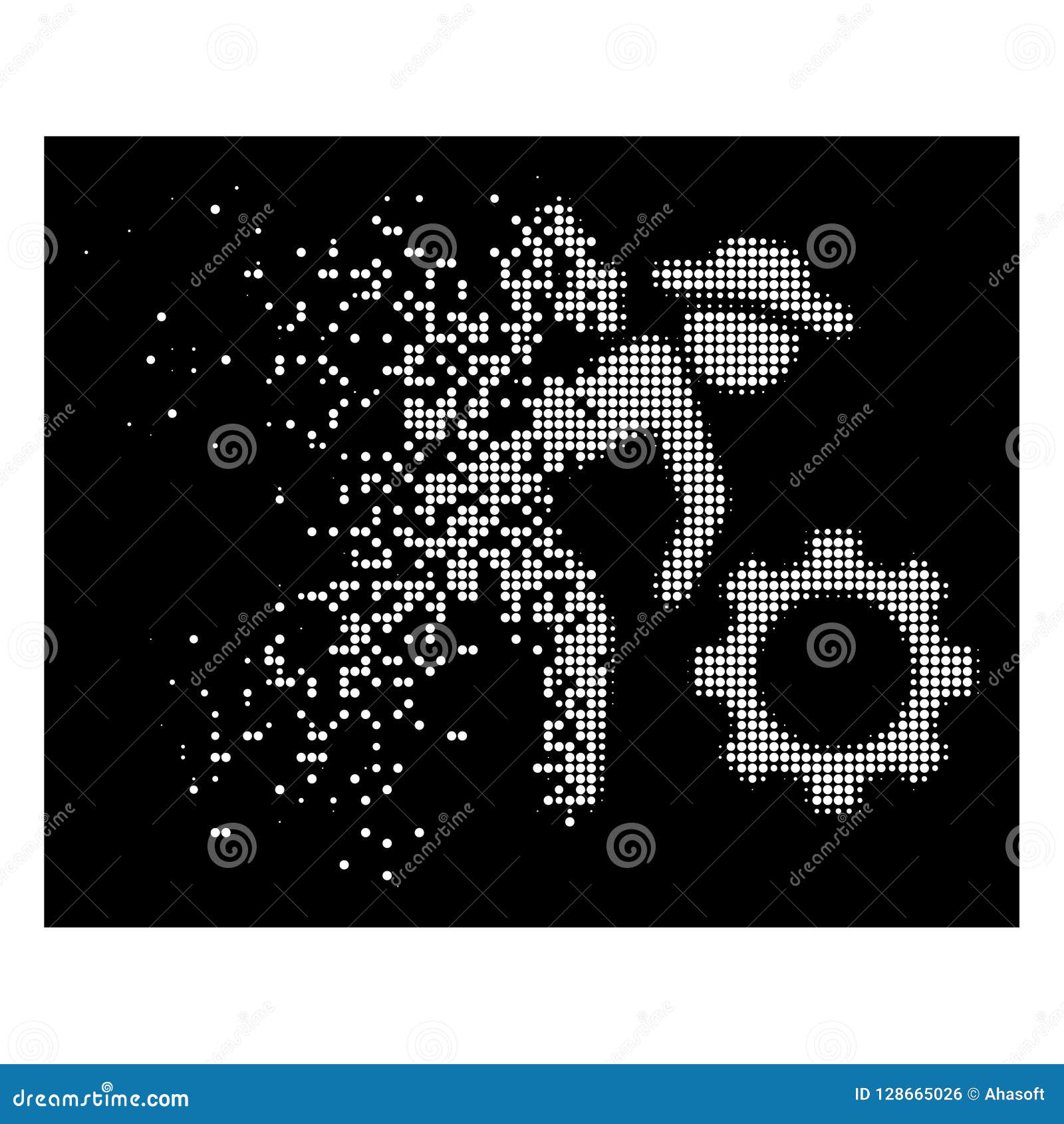 White Fragmented Dot Halftone Nonstop Working Person Icon Stock Vector ...