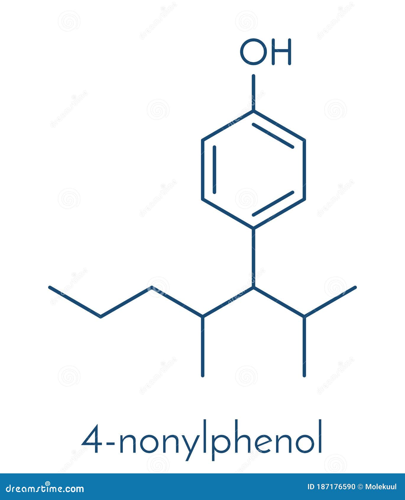 Nonylphenol Endocrine Disruptor Molecule One Isomer Shown. Skeletal ...