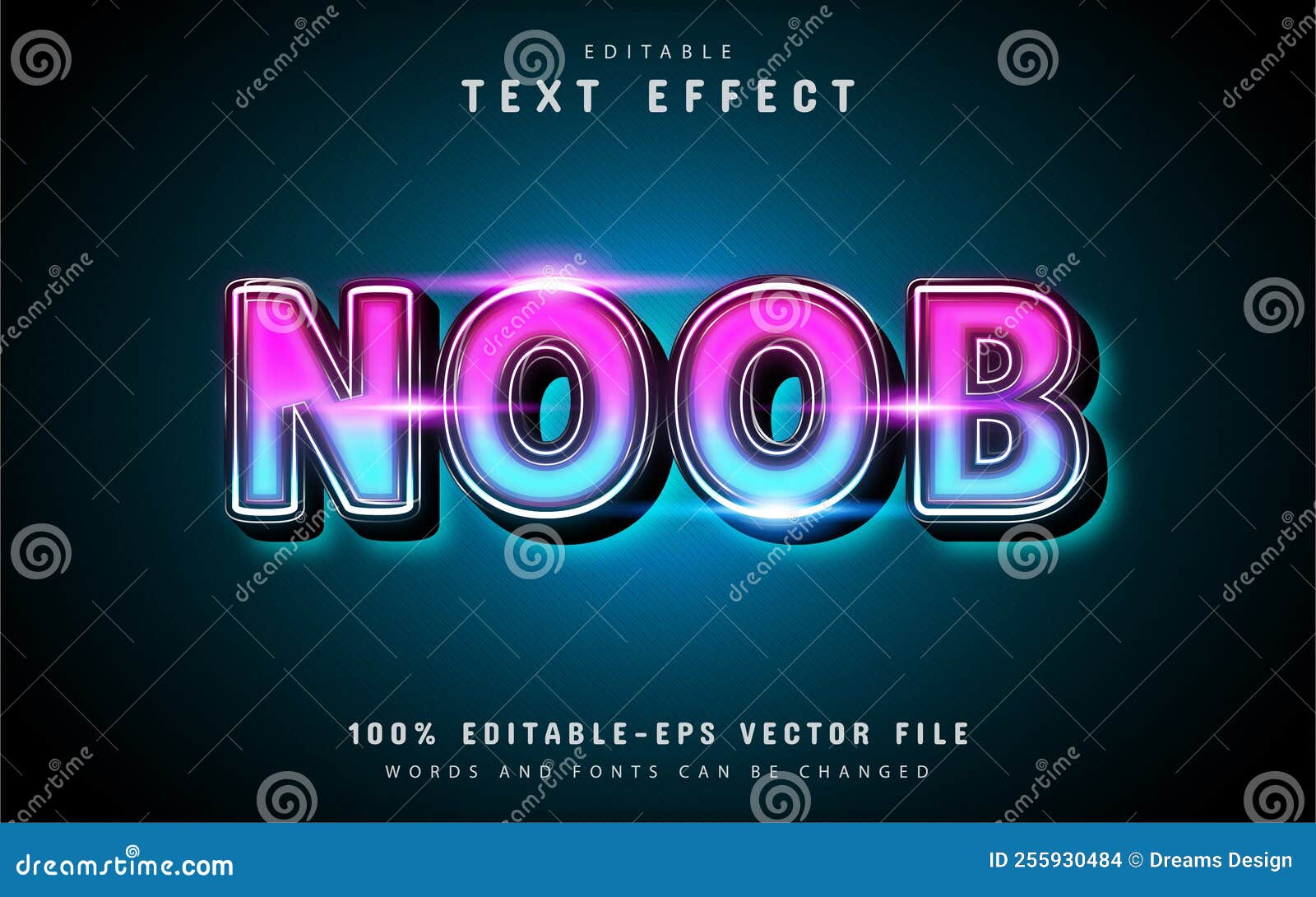 Noob glowing text effect stock vector. Illustration of font - 255930484