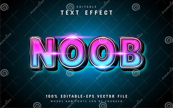 Noob glowing text effect stock vector. Illustration of font - 255930484
