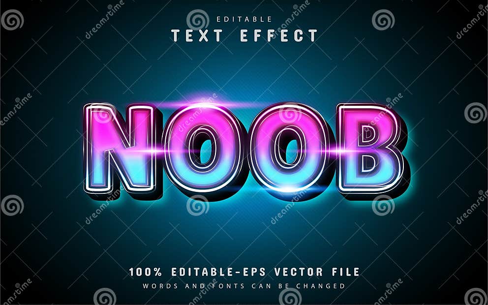 Noob glowing text effect stock vector. Illustration of font - 255930484