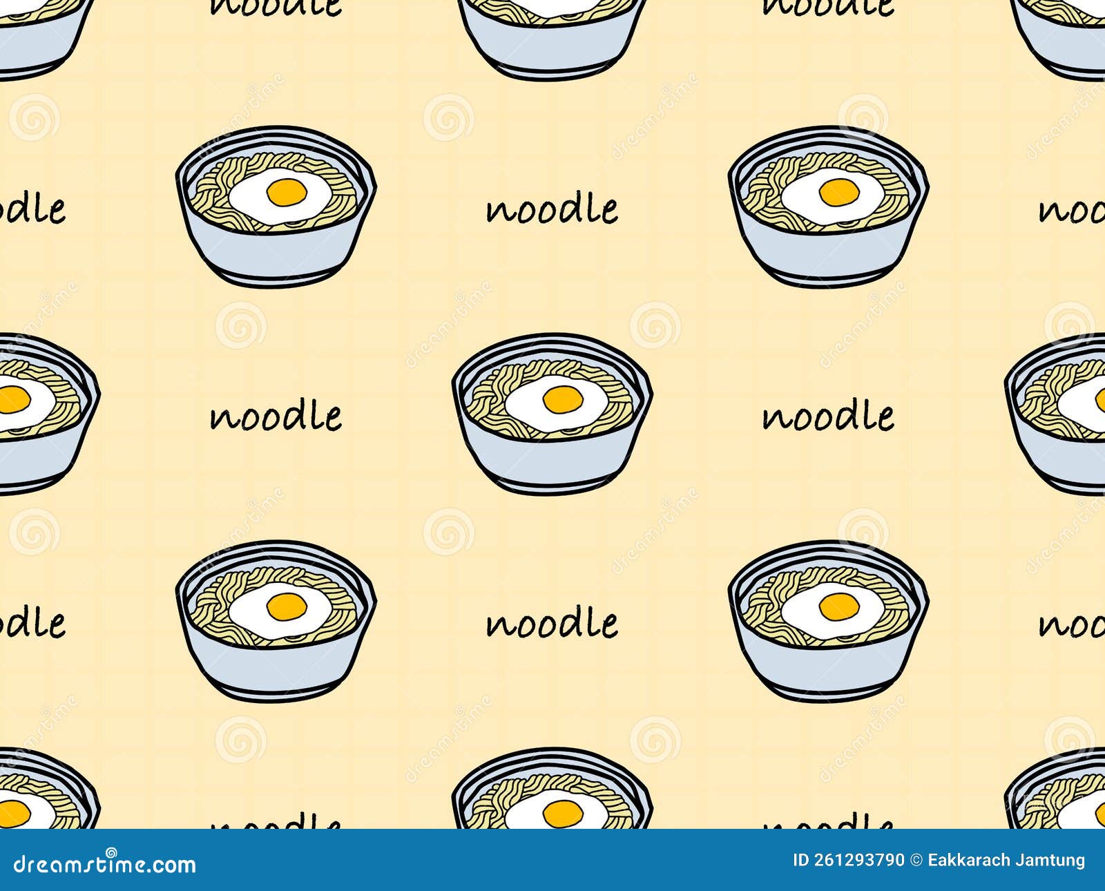 Noodle Seamless Pattern on Orange Background Stock Vector ...