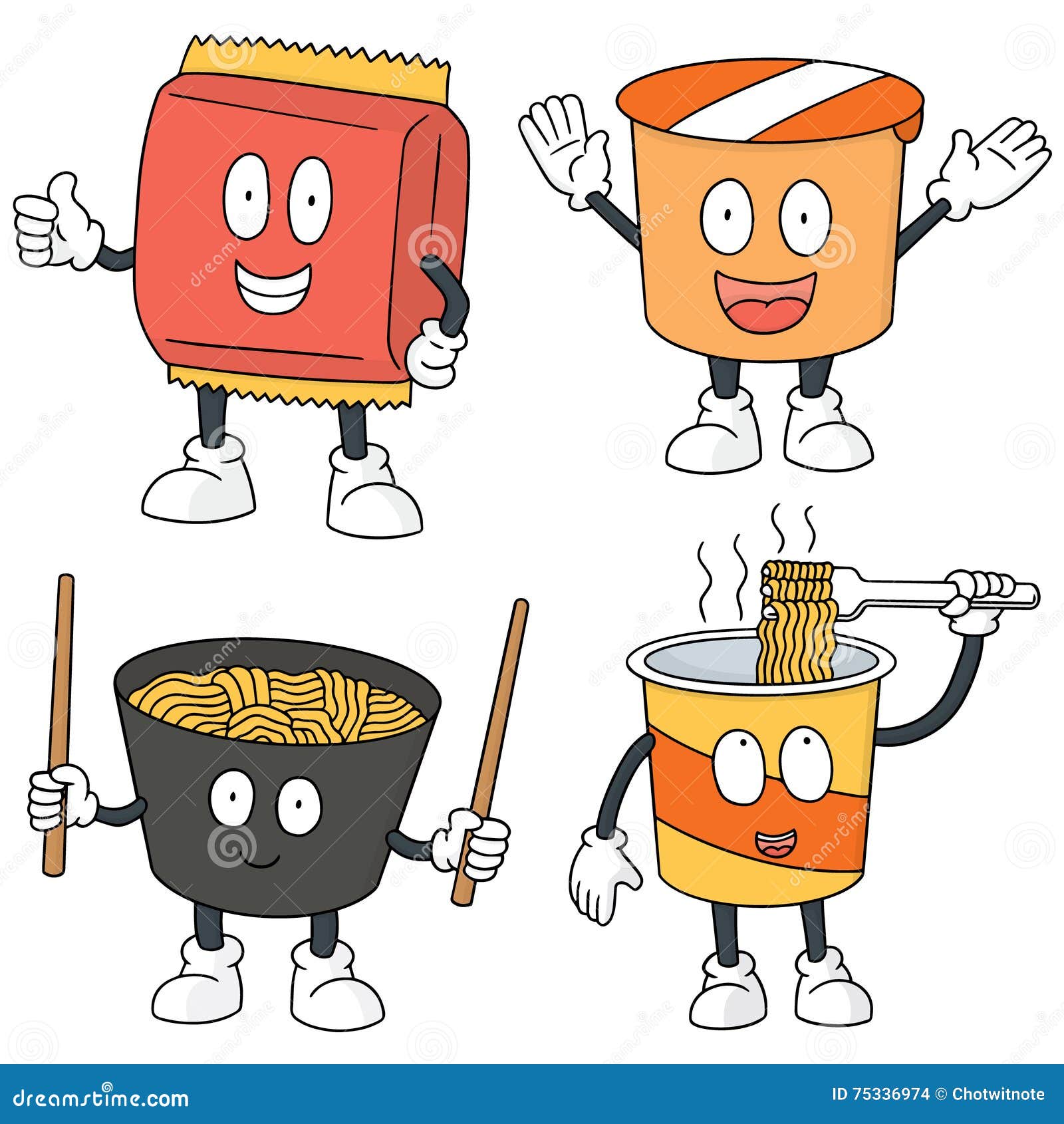 Noodle cartoon stock vector. Illustration of doodle, eyes - 75336974