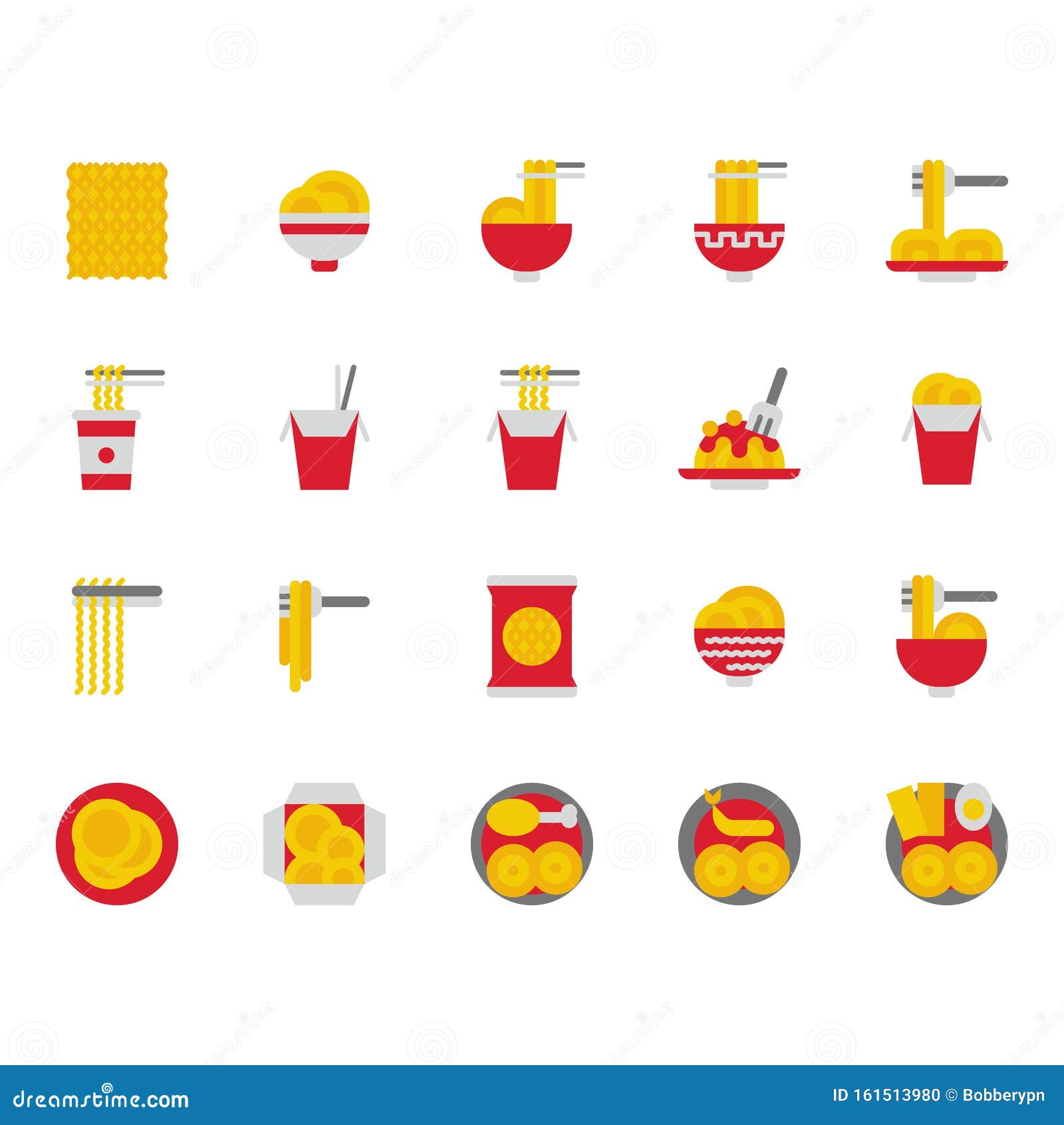 Noodle Icon Set.Vector Illustration Stock Vector - Illustration of ...
