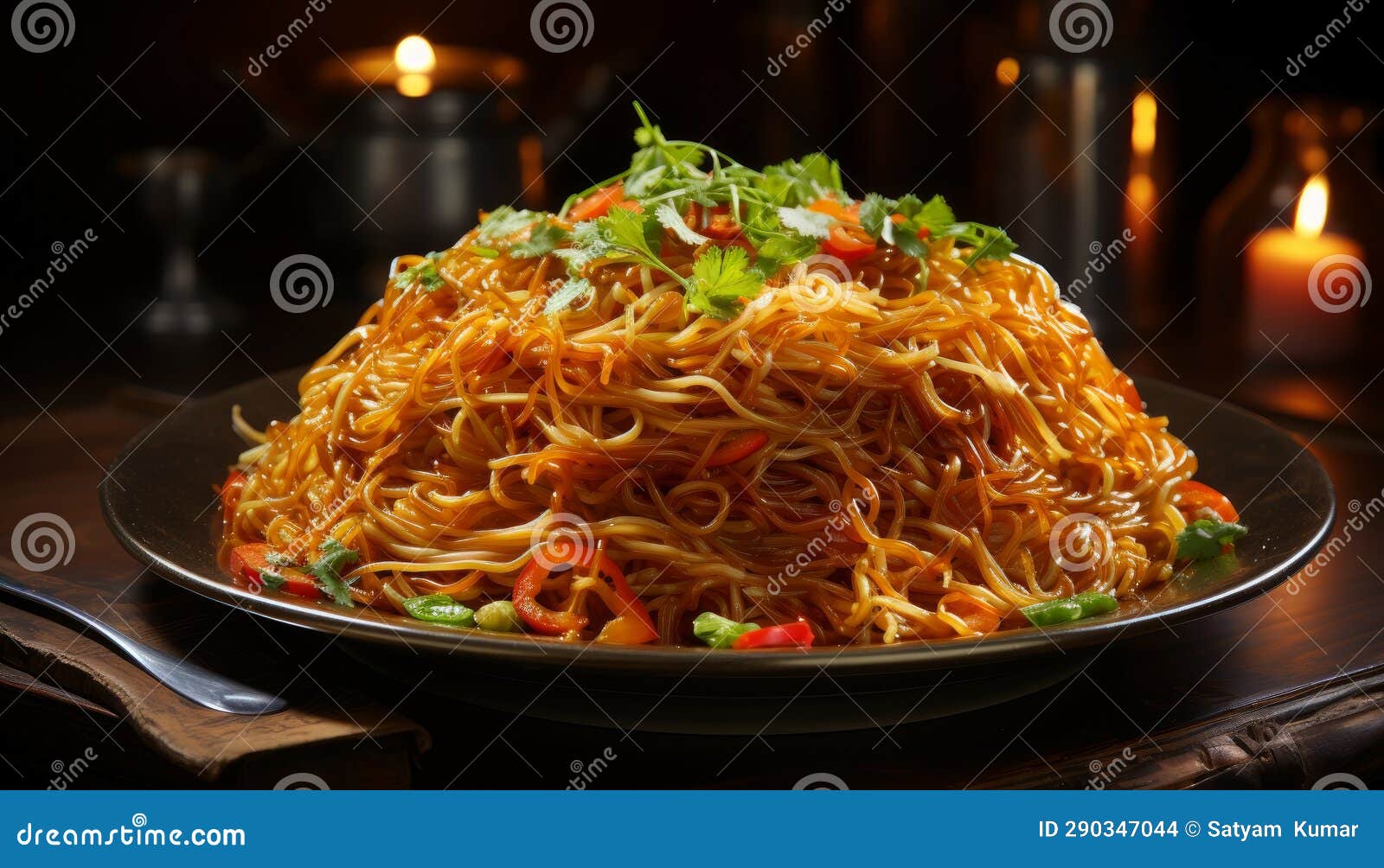 Noodle on Plate in Restaurant Generative AI Stock Illustration ...