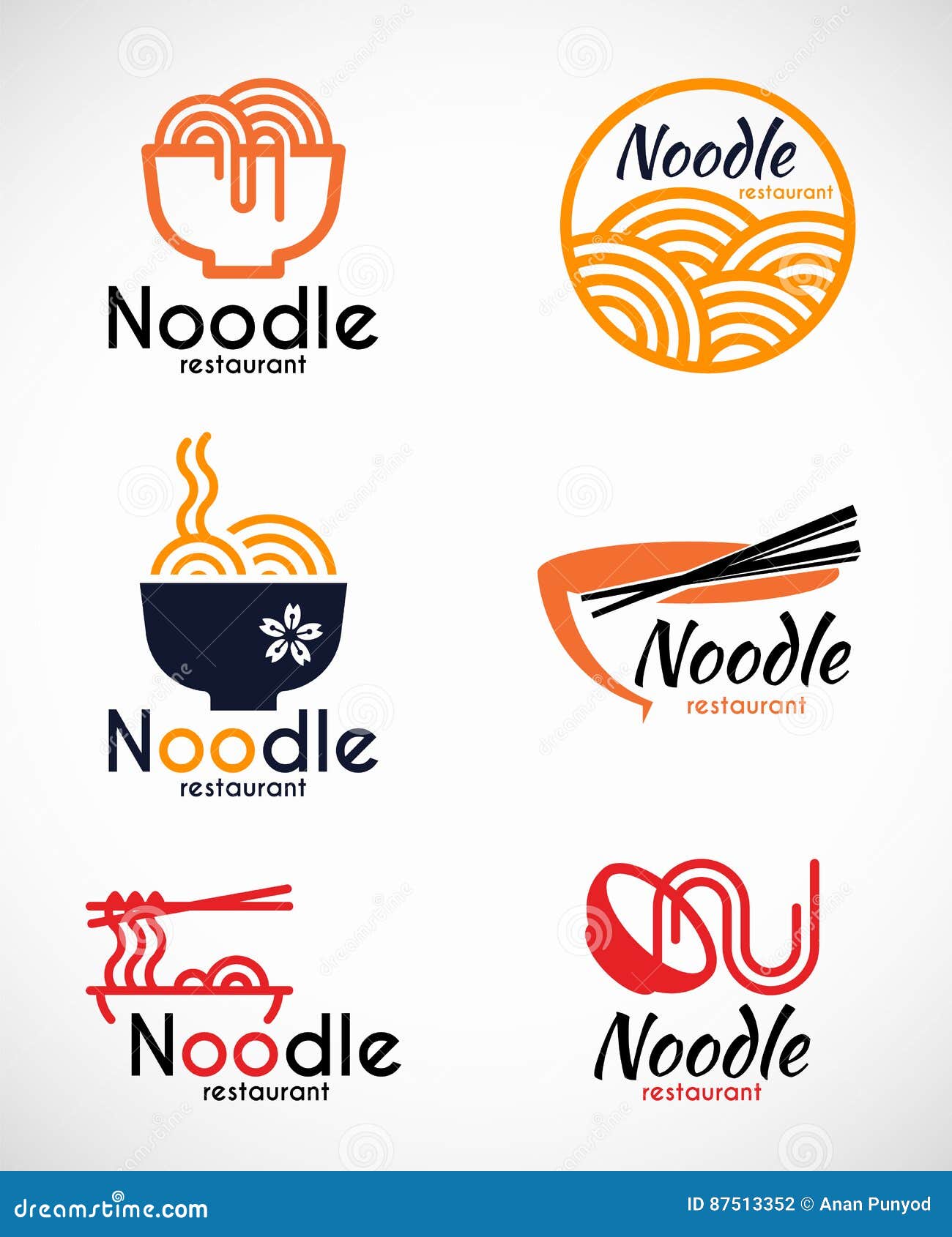 Noodle Restaurant and Food Logo Vector Design Stock Vector ...