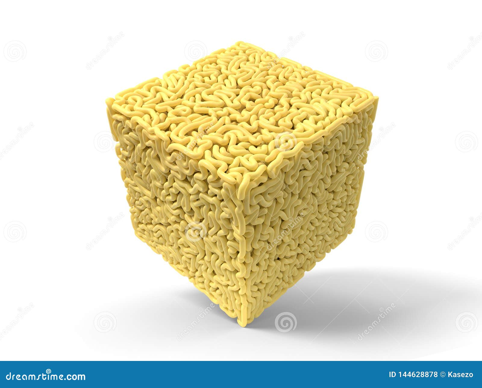 Noodle in Shape of Cube. Curly Spaghetti for Cooking. 3d Illustration ...