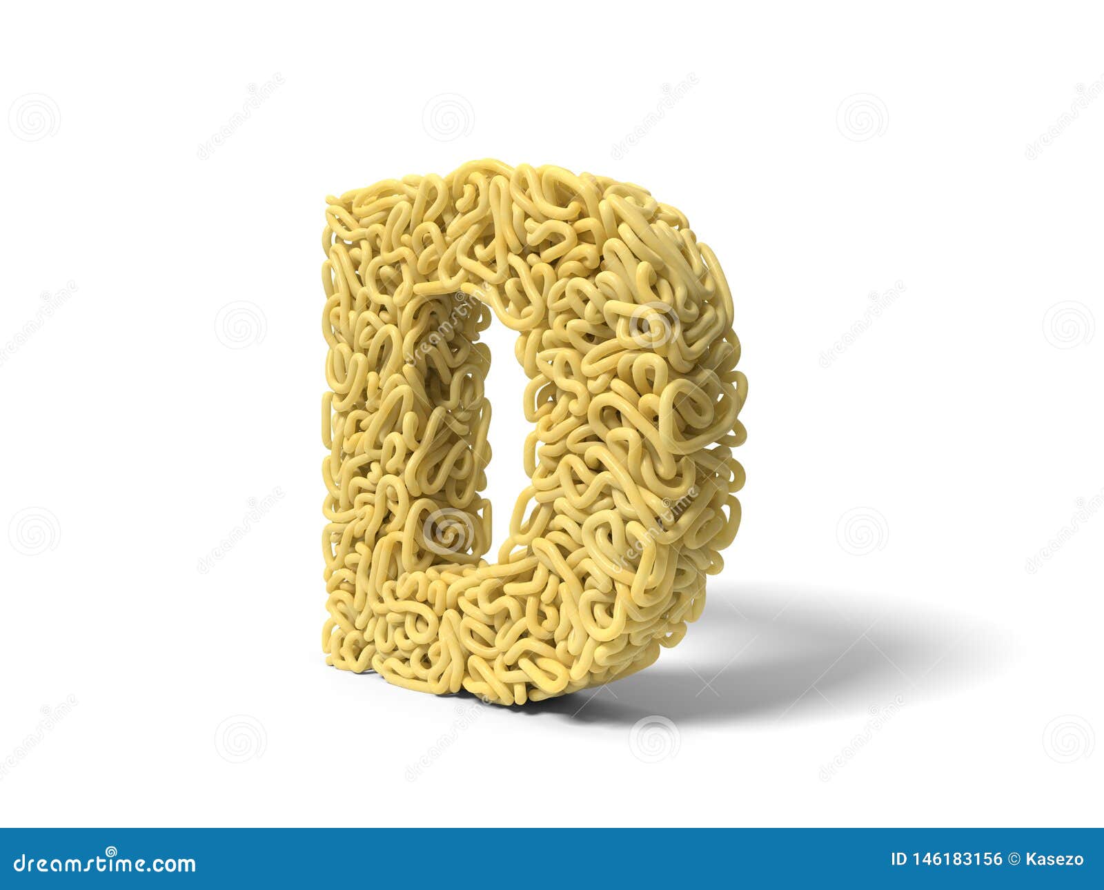 Noodle in Shape of D Letter. Curly Spaghetti for Cooking. 3d ...