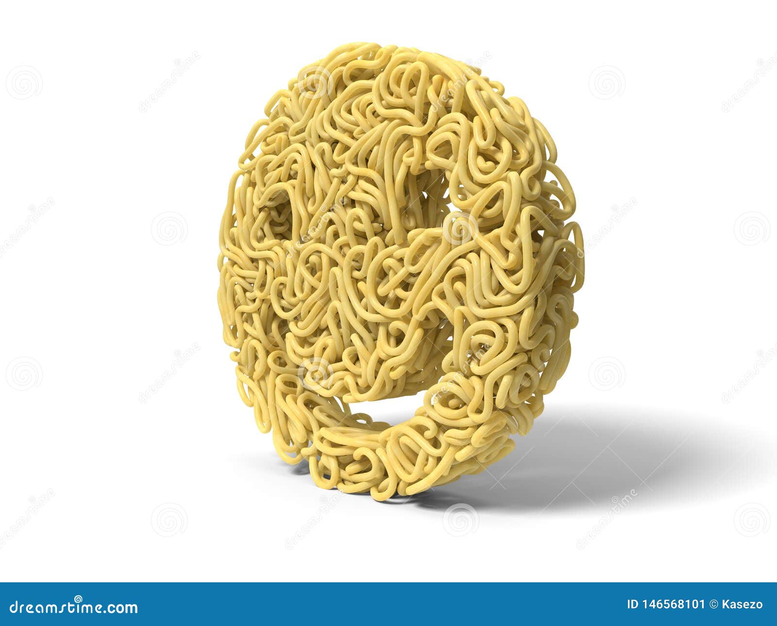 Noodle in Shape of Smiley Face. Curly Spaghetti for Cooking. 3d ...