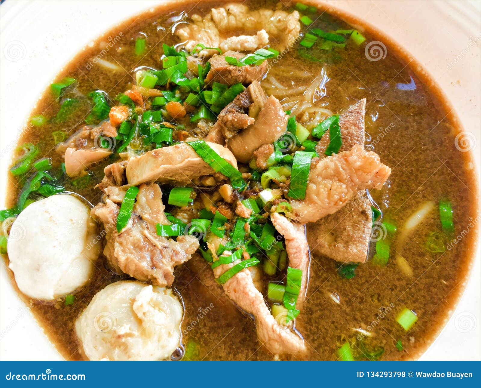 Noodle Soup Boat Waterfalls.Thai Noodle Soup Stock Photo - Image of ...