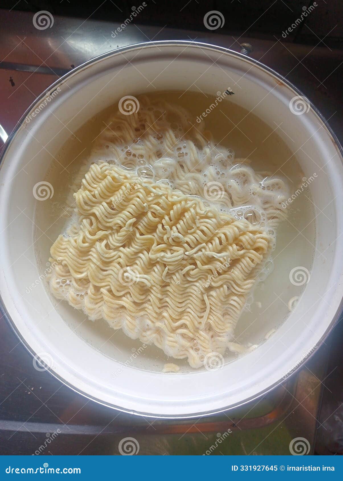 Noodles that are Being Boiled are Cooked in Boiling Water Stock Image ...