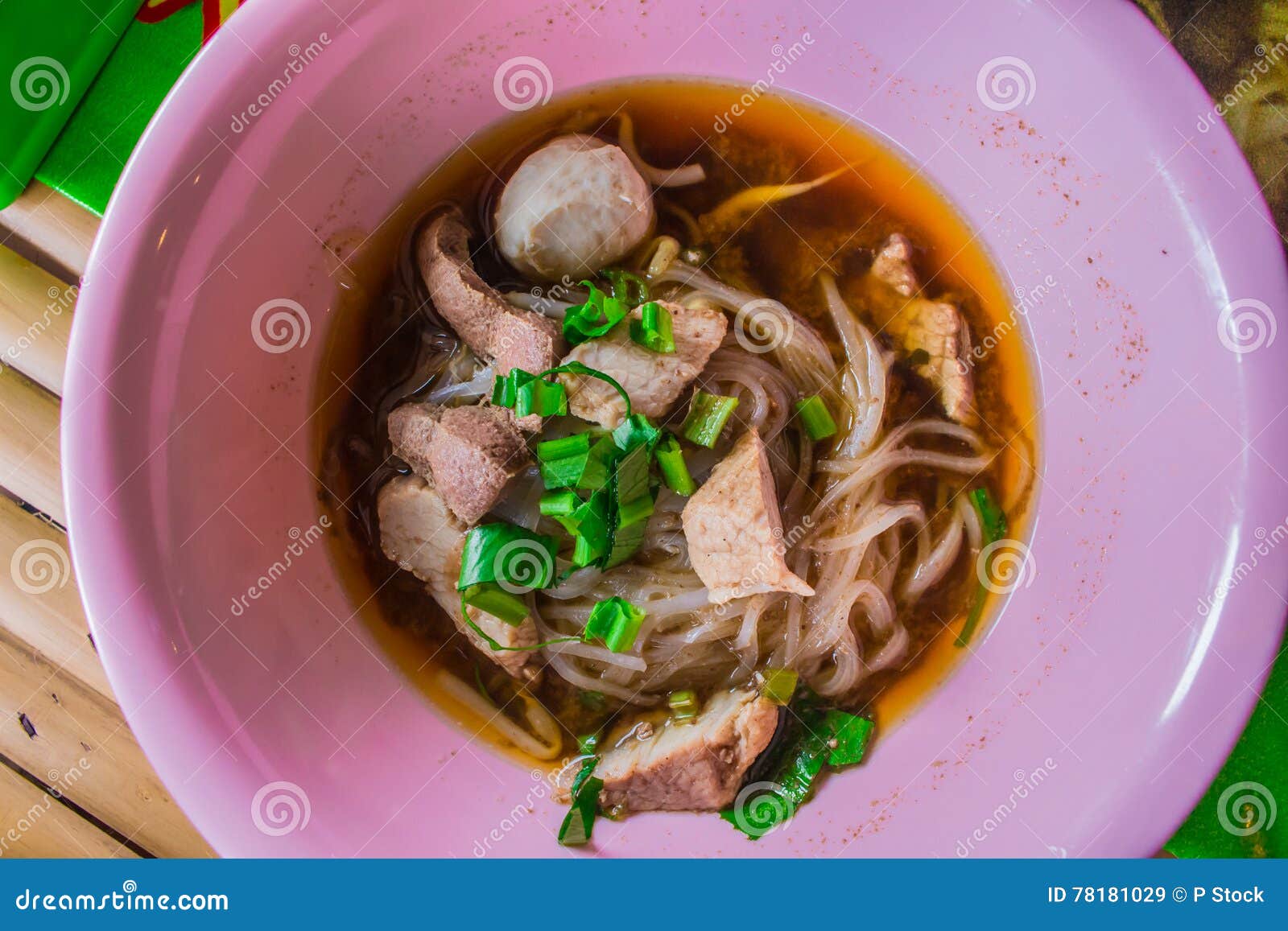 Noodles in a bowl of pink. stock image. Image of background - 78181029