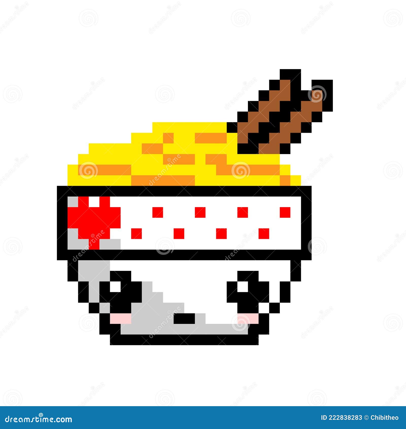 Noodles on a Doodle Pixel Image. Pixel Art Vector Illustration Stock ...