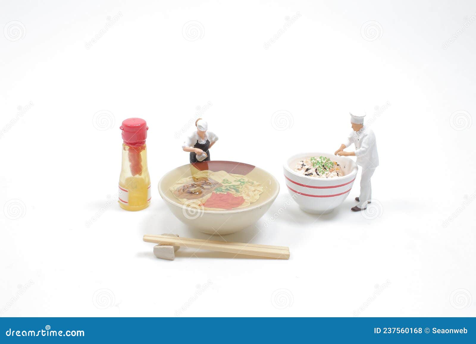 A Noodles with the Mini Figure Chef Cookong Stock Photo - Image of ...