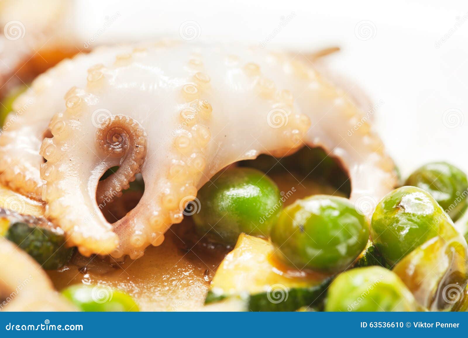 Noodles with Octopuses, Seafood and Sauce Stock Photo - Image of ...