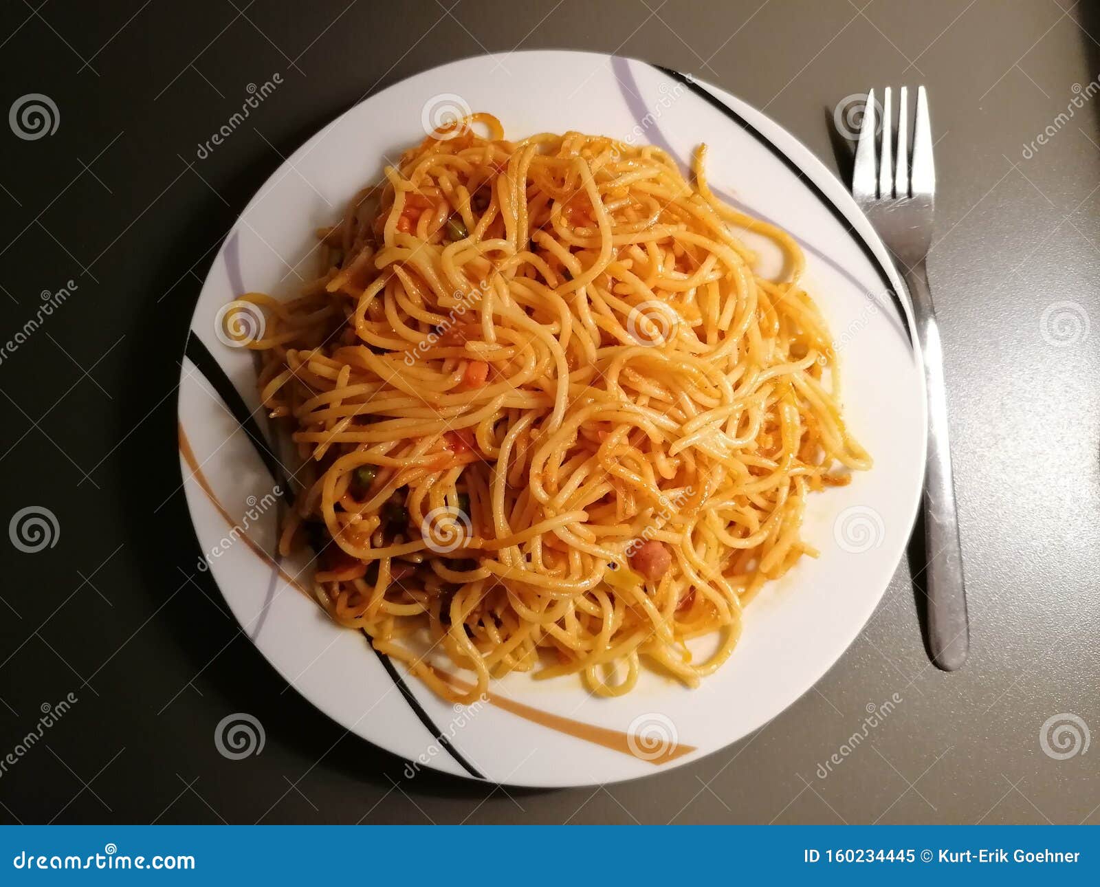 Noodles on plate stock image. Image of dinner, noodles - 160234445