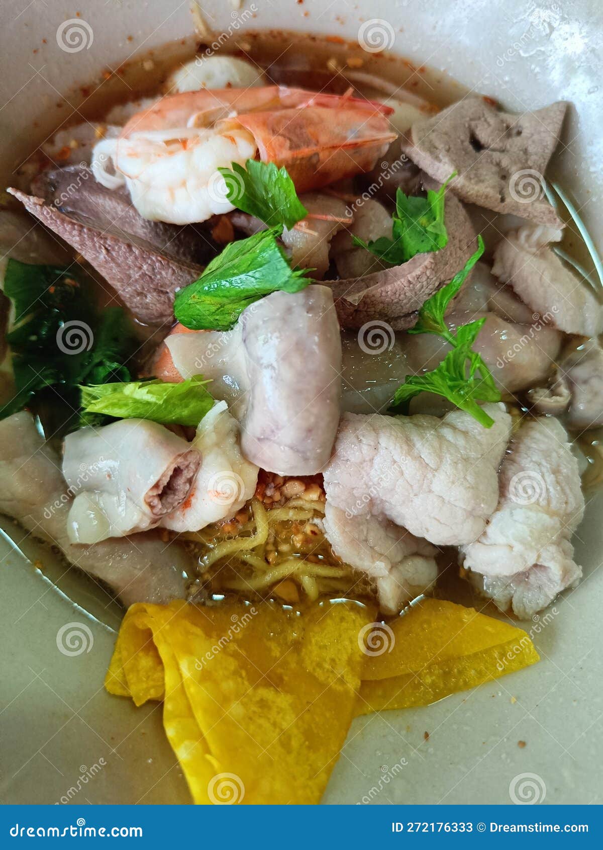 Noodles and Pork Entrails in a Mellow Soup Stock Image - Image of ...