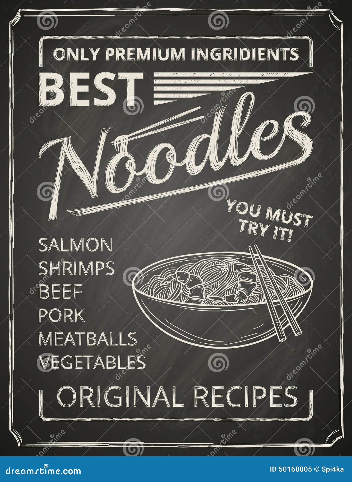 Noodles poster stock vector. Illustration of poster, blackboard - 50160005