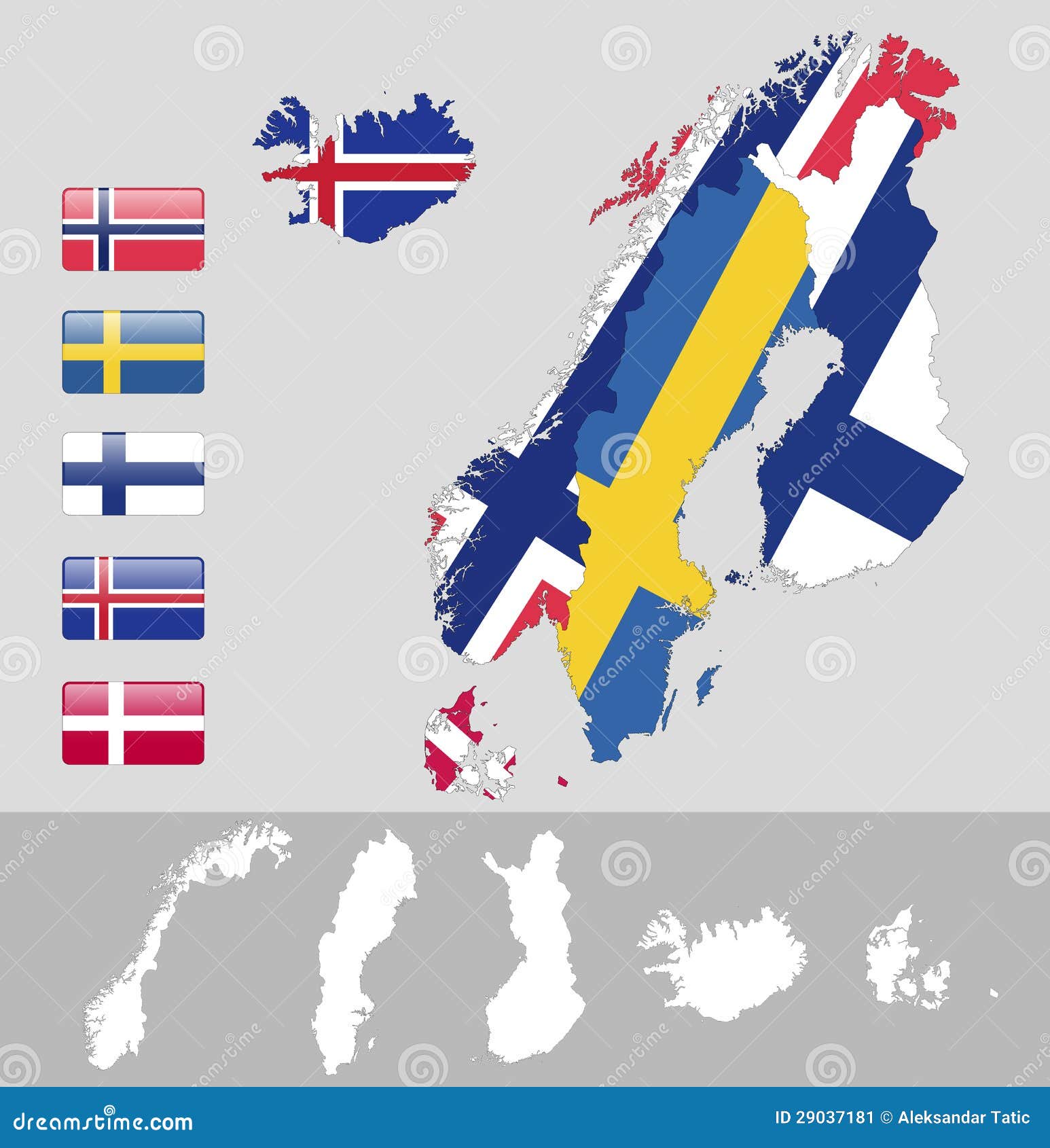 Noord- Europa, Scandinavië vector illustratie. Illustration of ijsland ...