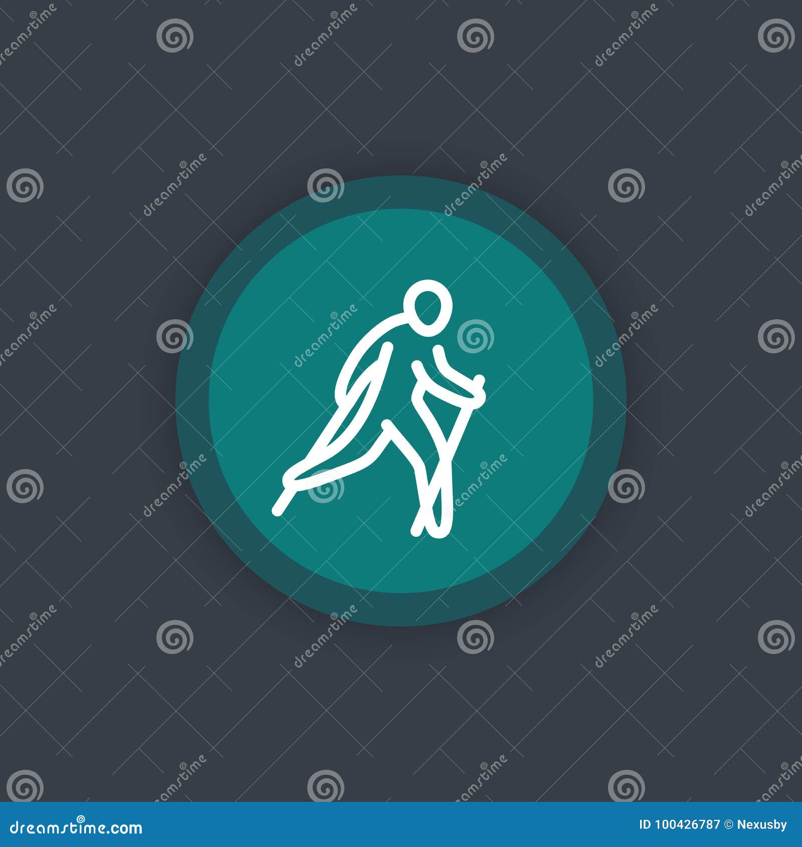 Noords Het Lopen Pictogram, Lineair Pictogram Vector Illustratie ...