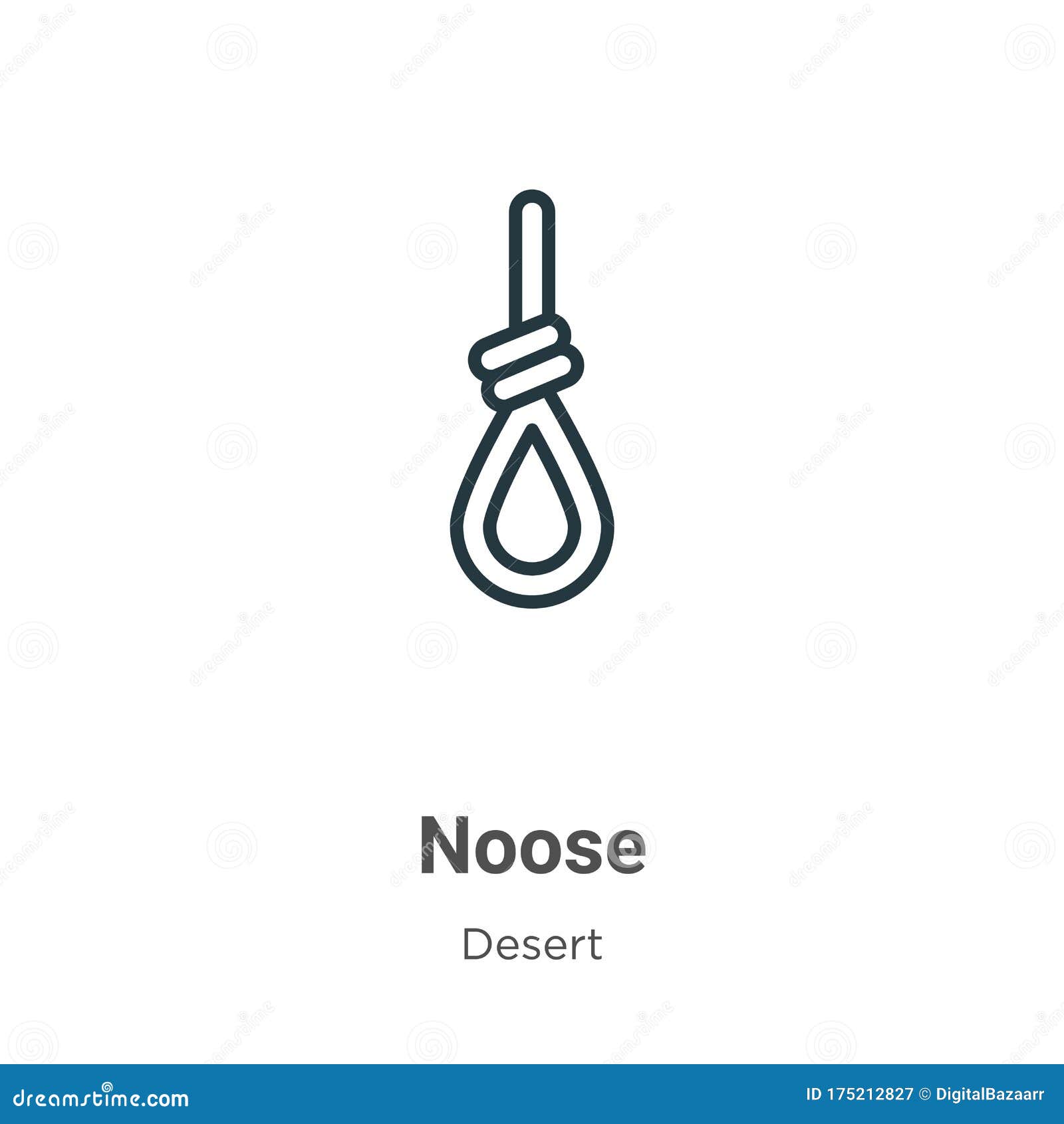 Noose Outline Vector Icon. Thin Line Black Noose Icon, Flat Vector ...