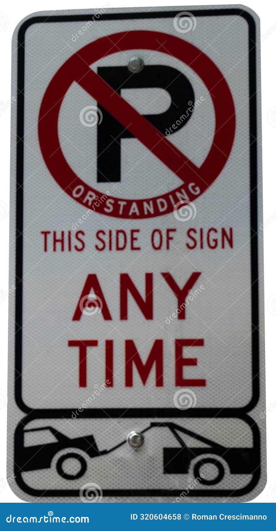 No Parking or Standing on this Side of Sign Stock Photo - Image of ...