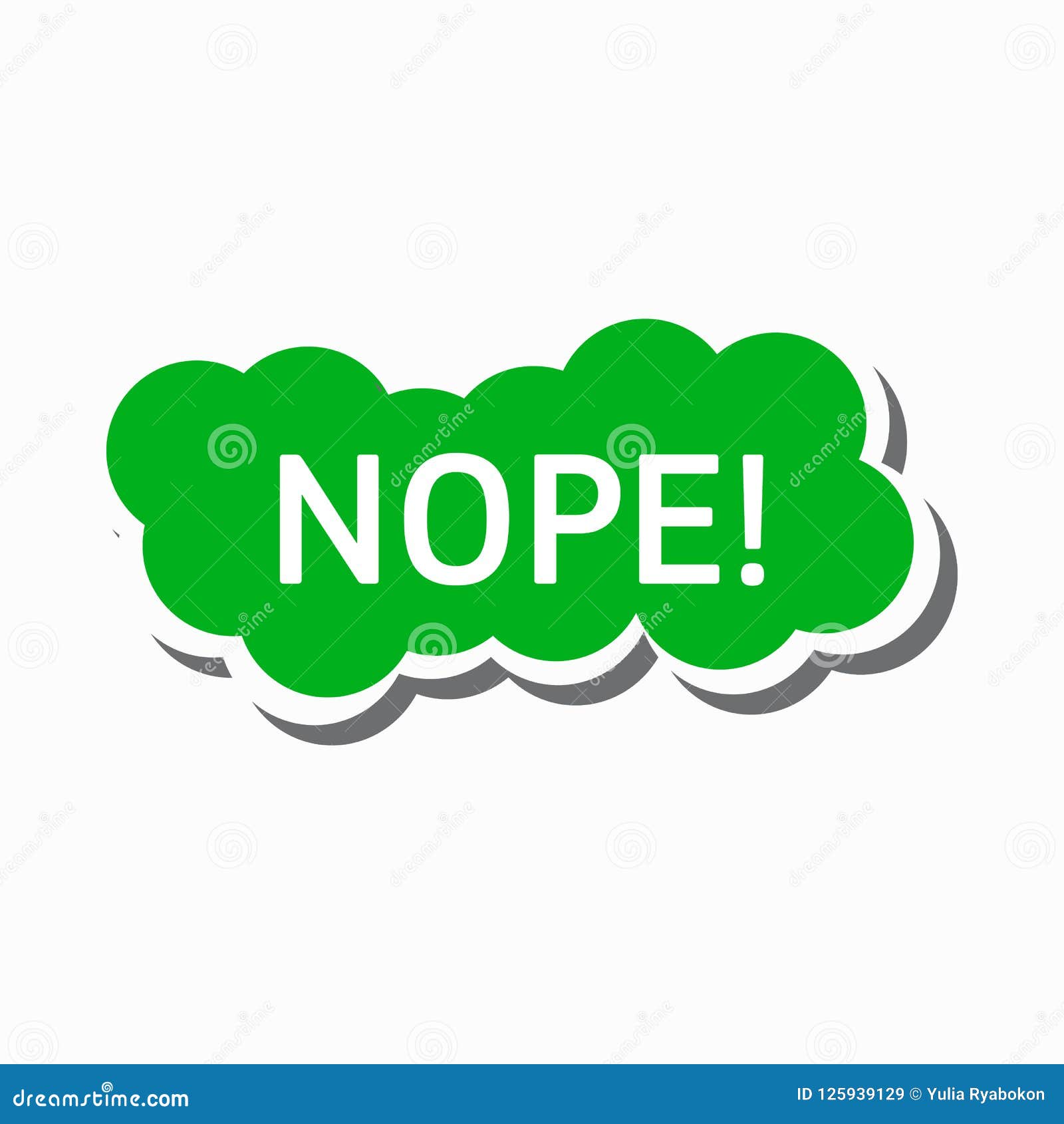 Nope in a Green Cloud Icon, Simple Style Stock Illustration ...