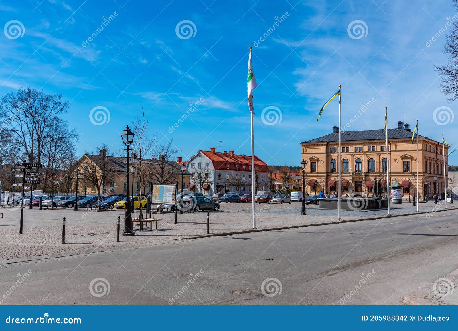 NORA, SWEDEN, APRIL 19, 2019: View of the Main Square in Nora, Sweden ...