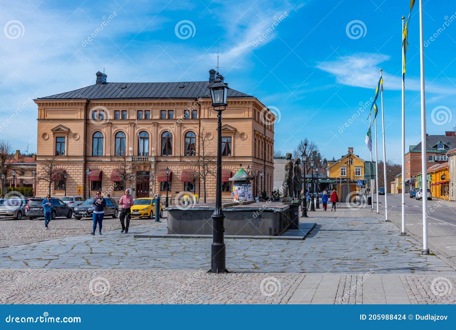 NORA, SWEDEN, APRIL 19, 2019: View of the Main Square in Nora, Sweden ...