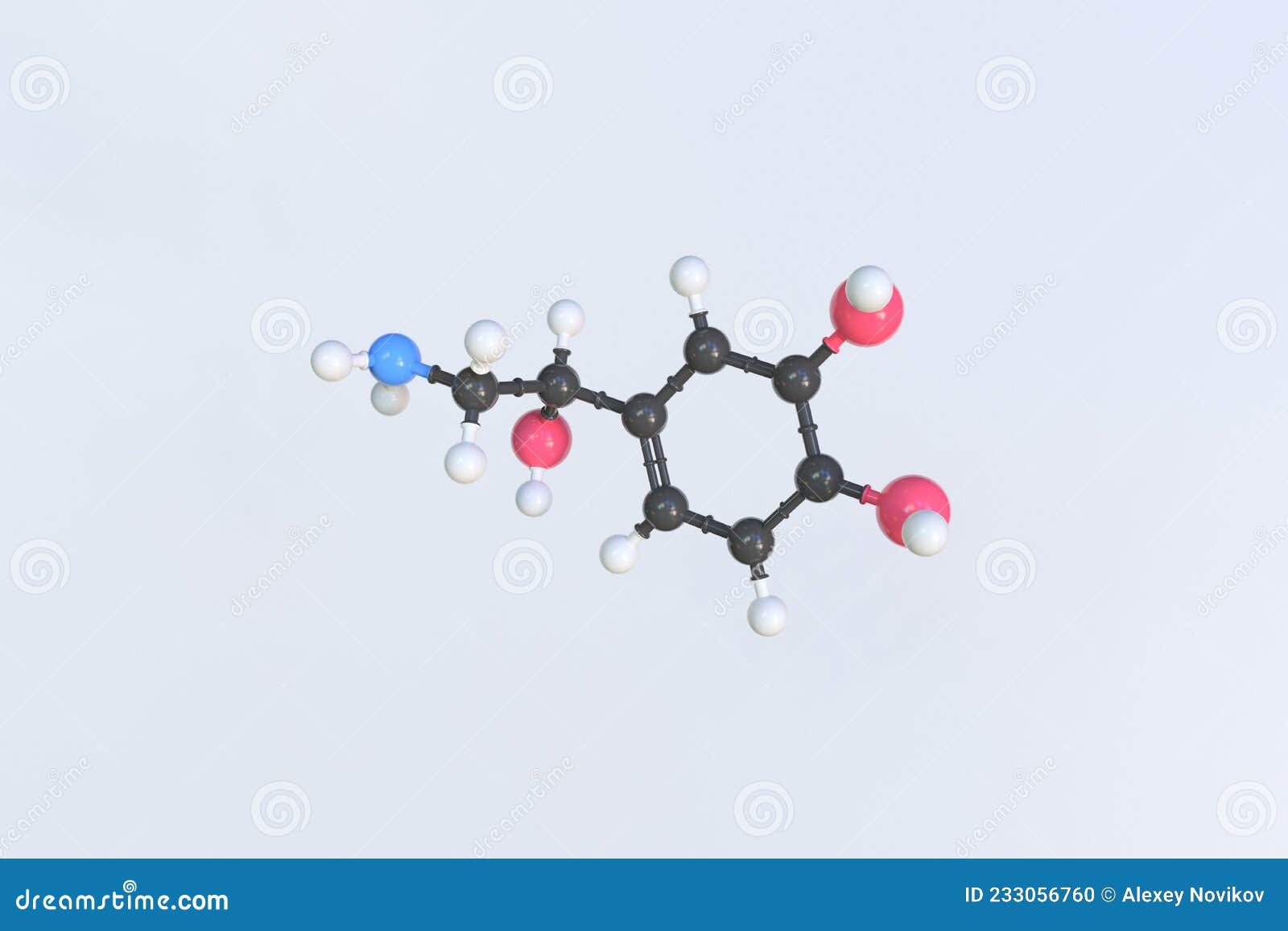 Noradrenaline Molecule Made with Balls, Scientific Molecular Model. 3D ...