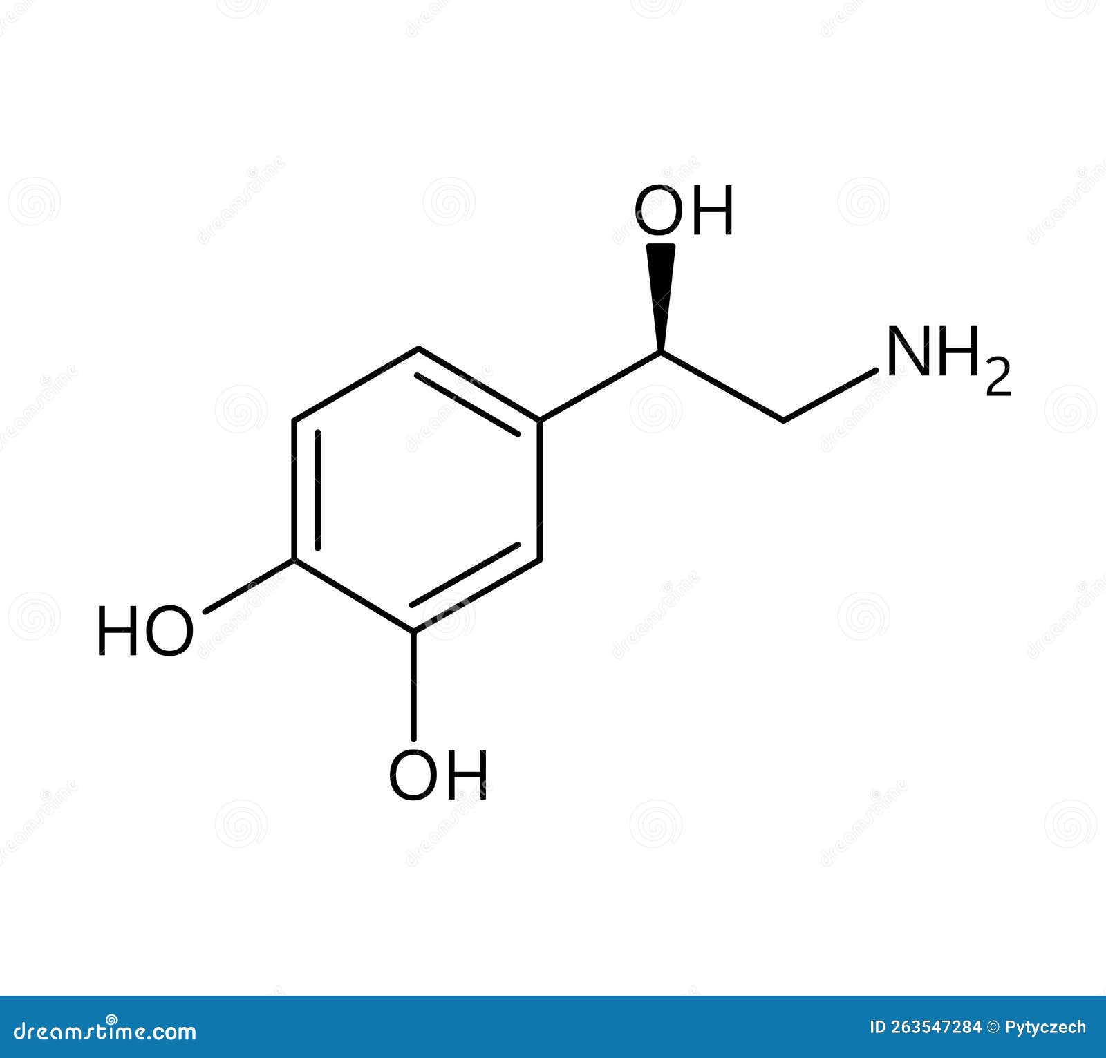 Noradrenaline Structural Formula Of Molecular Structure Vector ...