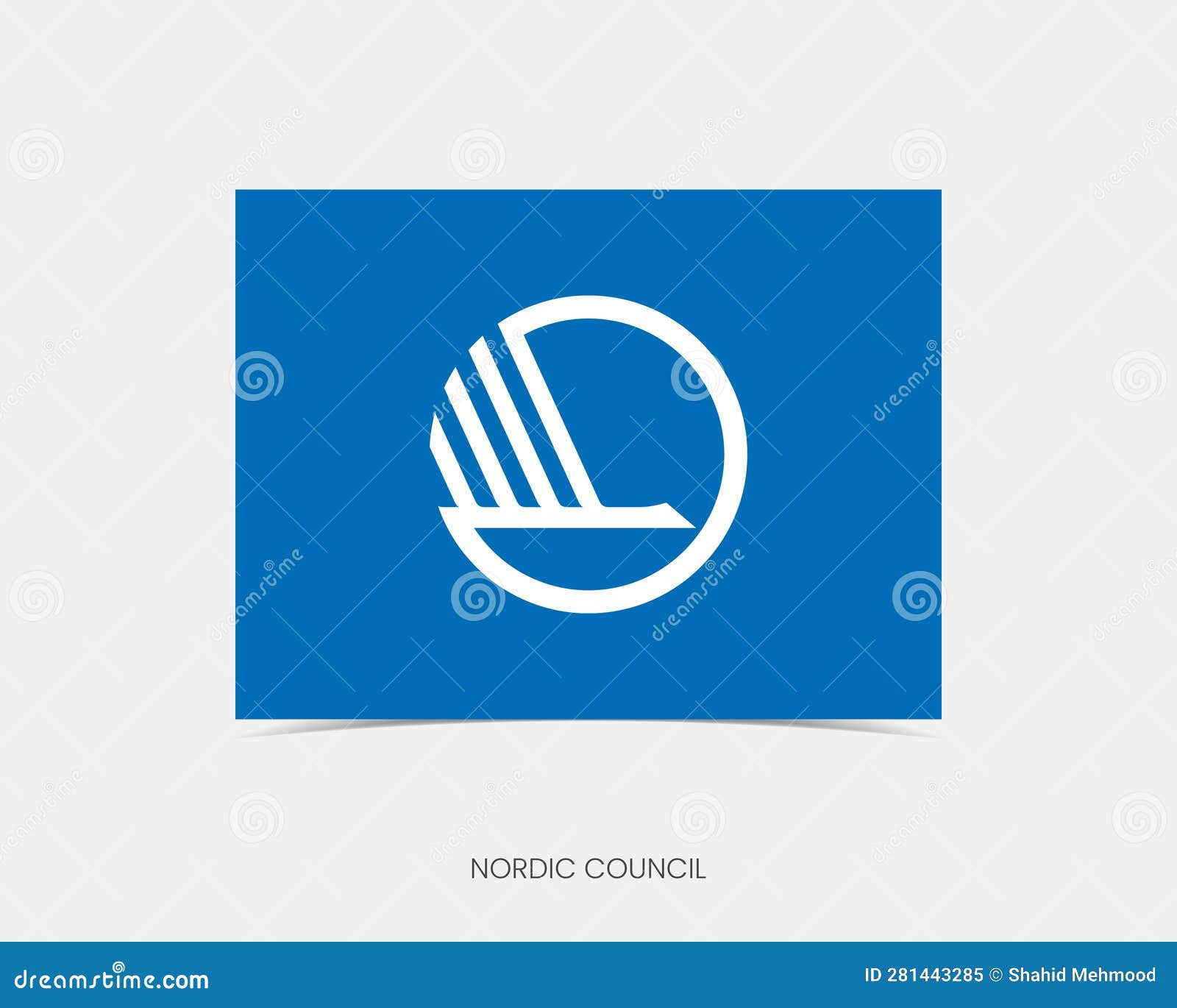Nordic Council Rectangle Flag Icon with Shadow Editorial Image ...