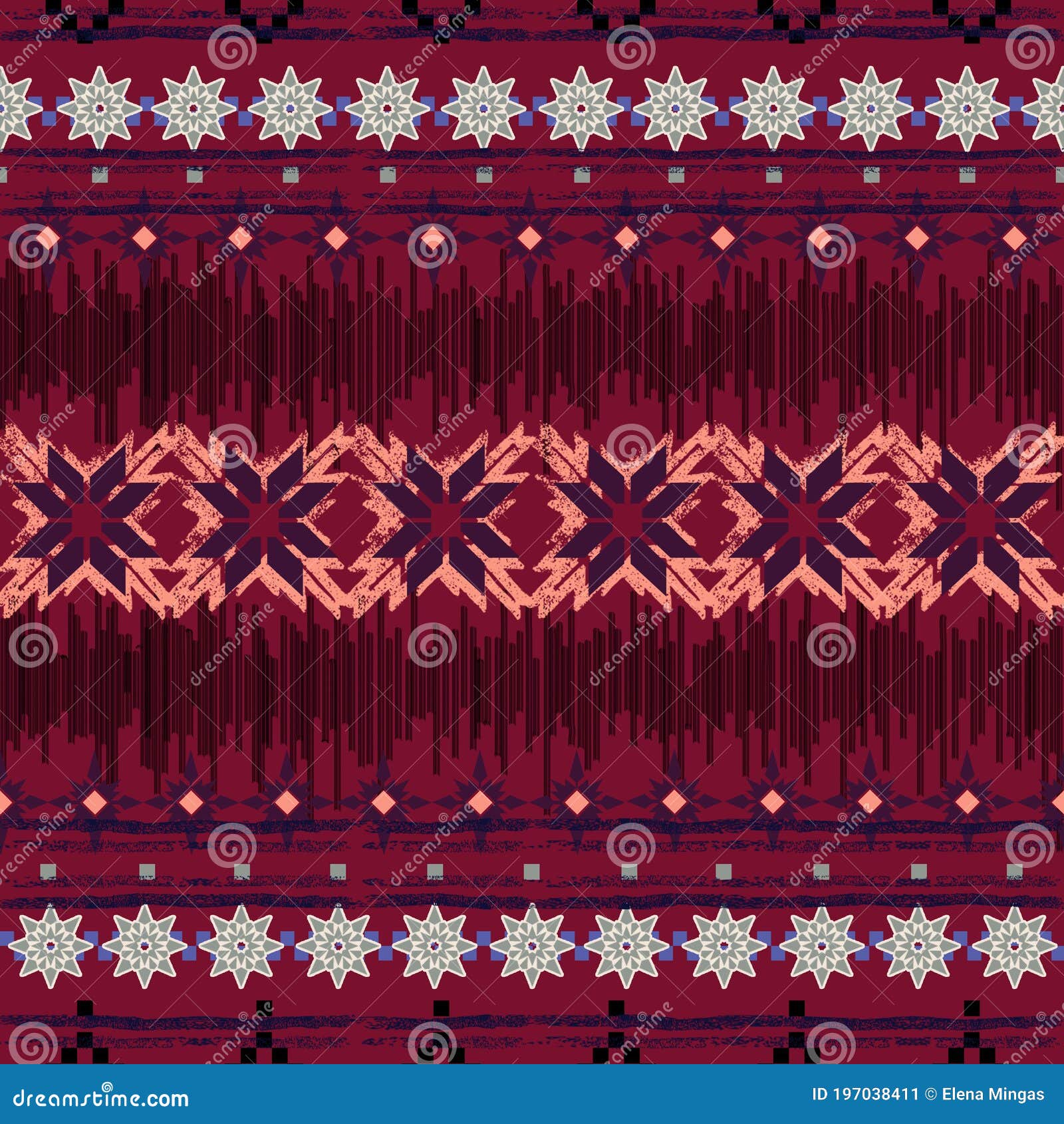 Nordic Fair Isle Winter Snowflake Pattern Stock Image | CartoonDealer ...