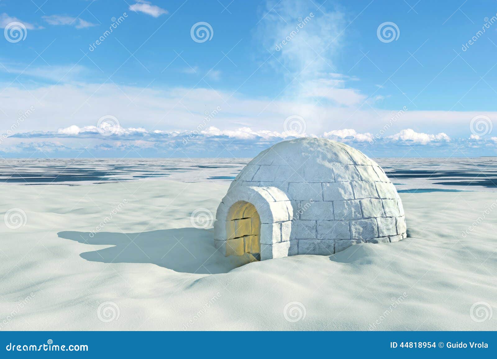 Nordic Landscape with Igloo Stock Illustration - Illustration of flurry ...