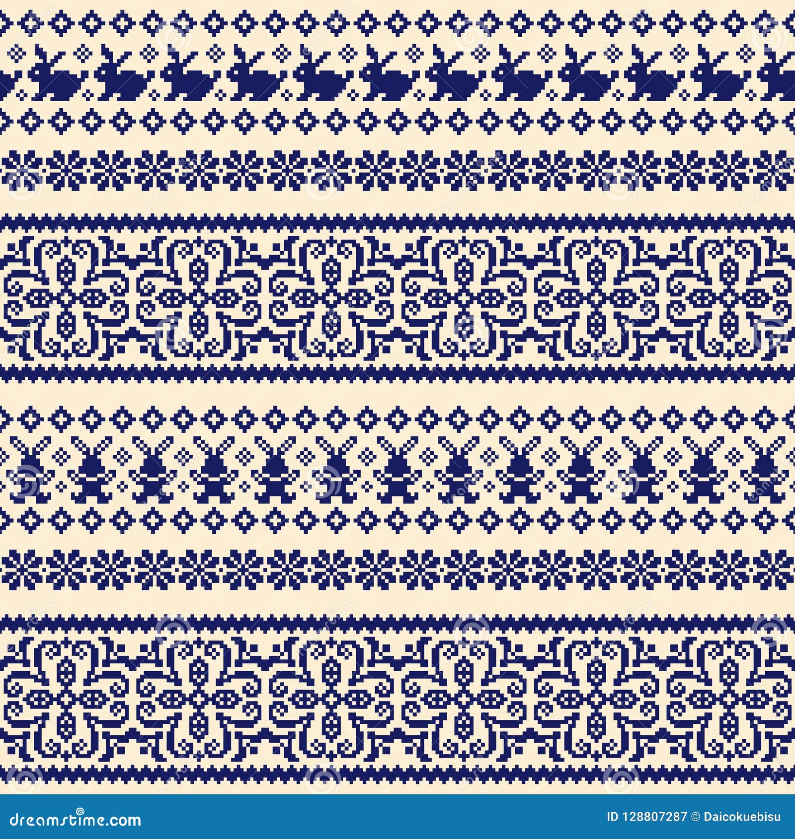 Nordic Pattern Illustration of the Rabbit, Stock Vector - Illustration ...