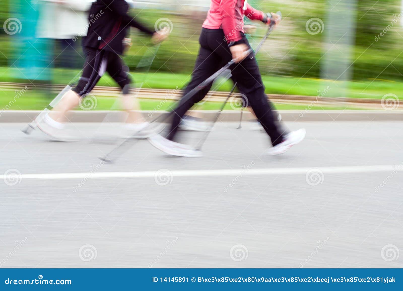 Nordic Walking Race, Running Motion Blur Stock Image - Image of energy ...
