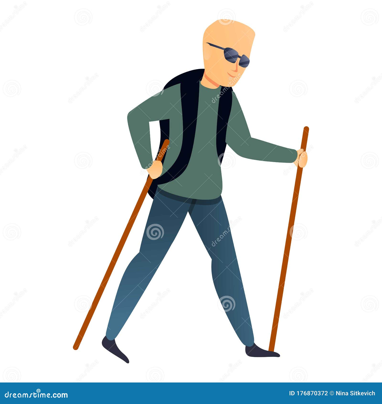 Nordic Walking Sticks Icon, Cartoon Style Stock Vector - Illustration ...