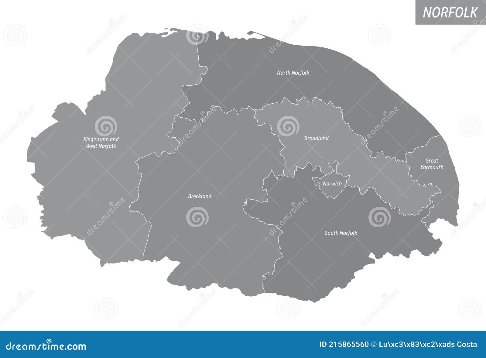 Norfolk County Map England UK Watercolor In Front Of A White Background ...