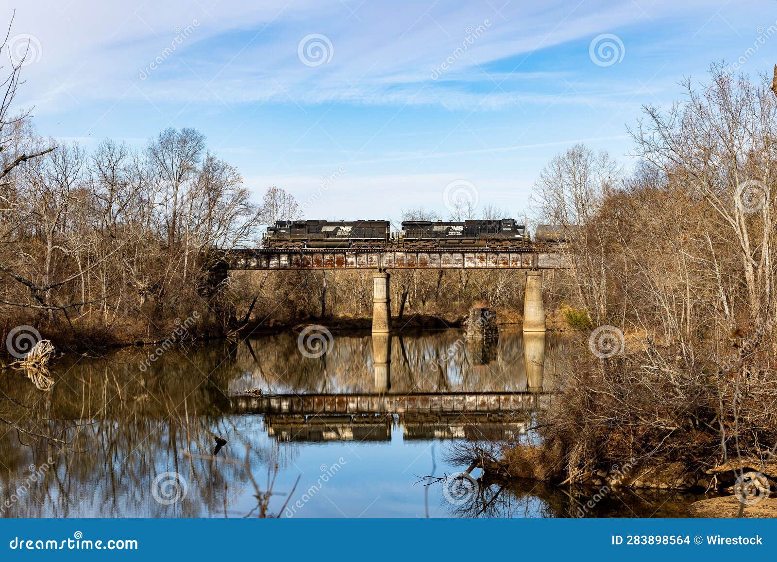Norfolk Southern Train Crossing Over the Rapidan River in Rapidan, VA ...